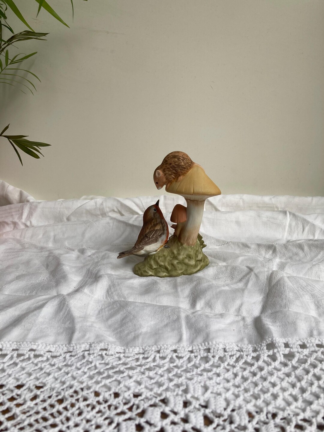Royal Osborne Porcelain Robin and Mouse on Toadstool Flower Ornament - Etsy