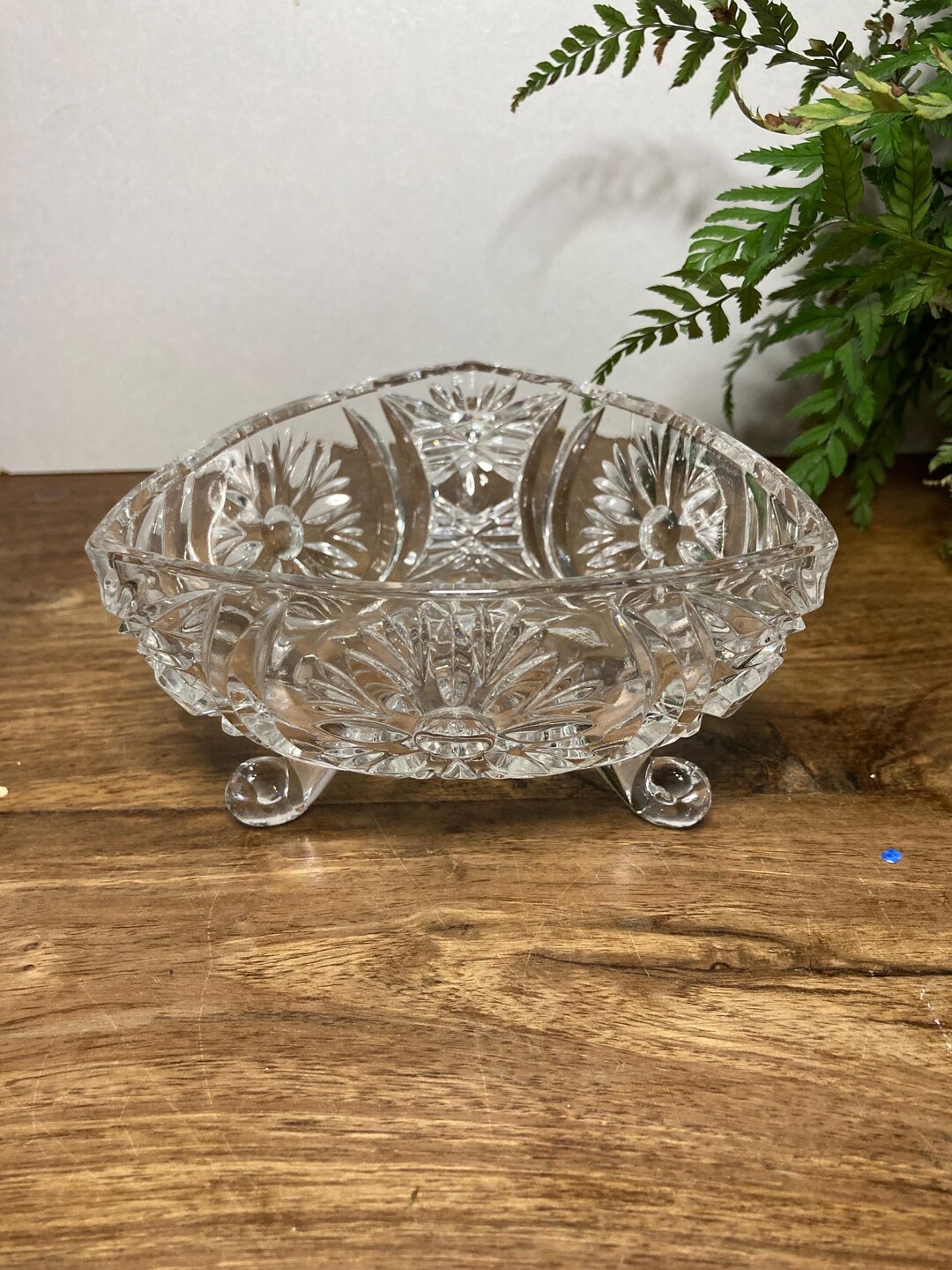 Triangle Shaped 3 Footed Candy Nuts Sweets Bowl Cut Glass Vintage - Etsy