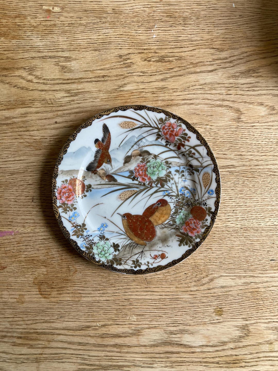 Meiji Japanese Kutani Plate Porcelain Yokohama Hand Painted Quail ...