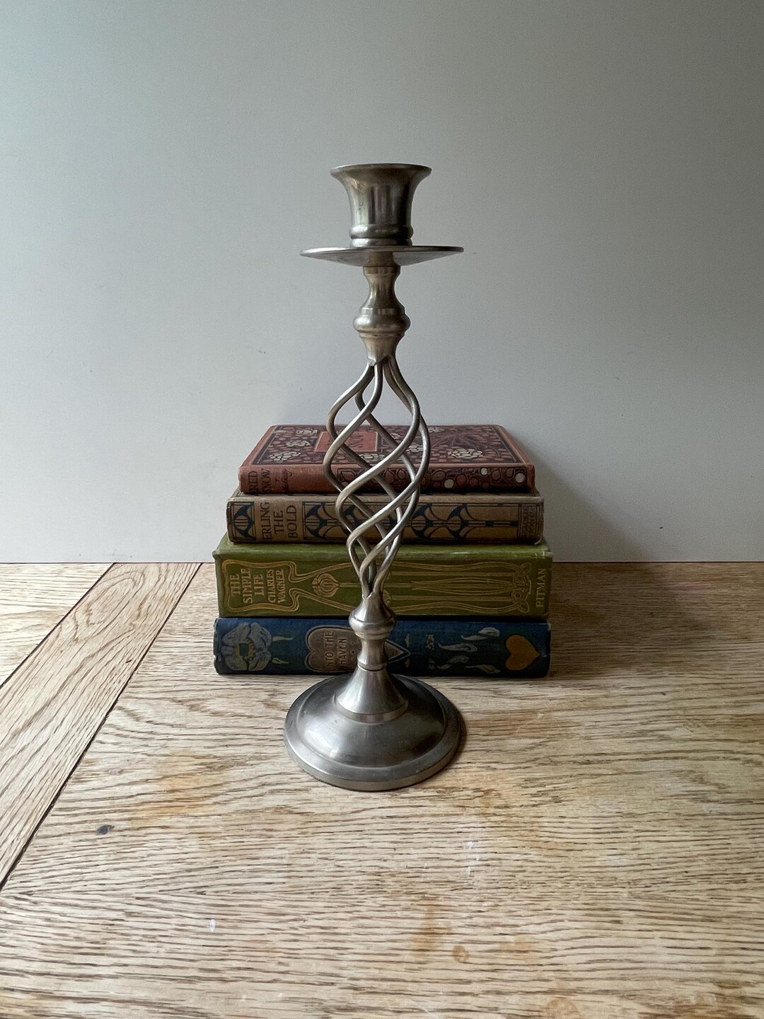Silver Metal Candlestick Twisted Stem Tapered Candle Holder - Etsy