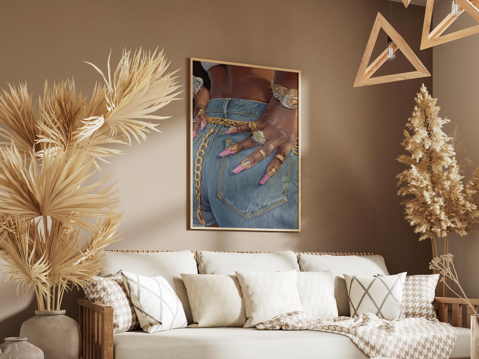 Black Art Wall POSTER Pink and Gold Manicure Print Physical Art Print ...