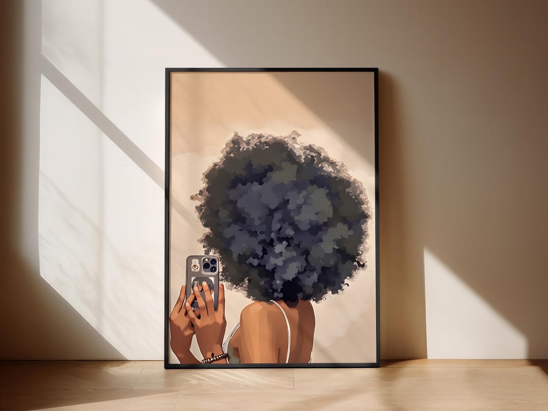Black Wall Art POSTER Large Afro Print Physical Art Print Poster Black ...