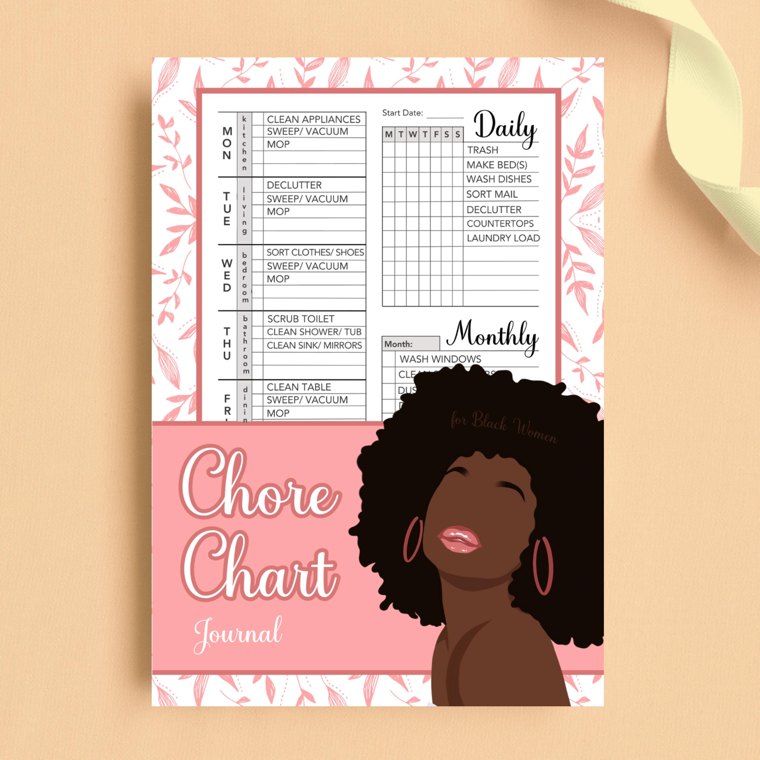 Chore Chart Journal for Black Women: Daily, Weekly, Monthly Cleaning ...