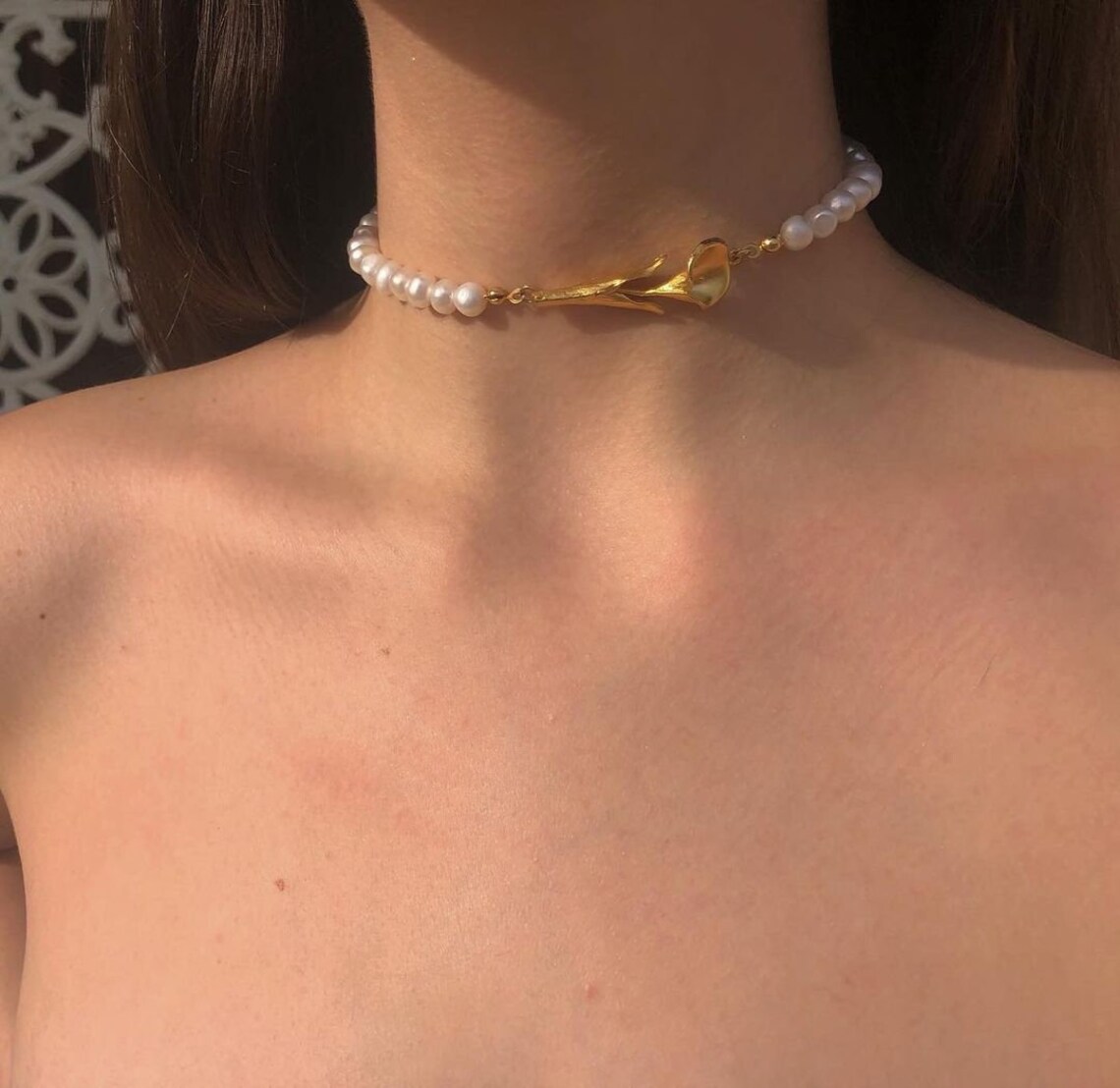 Elegant Handmade Bridal Choker With Genuine Pearls and Gold-plated ...