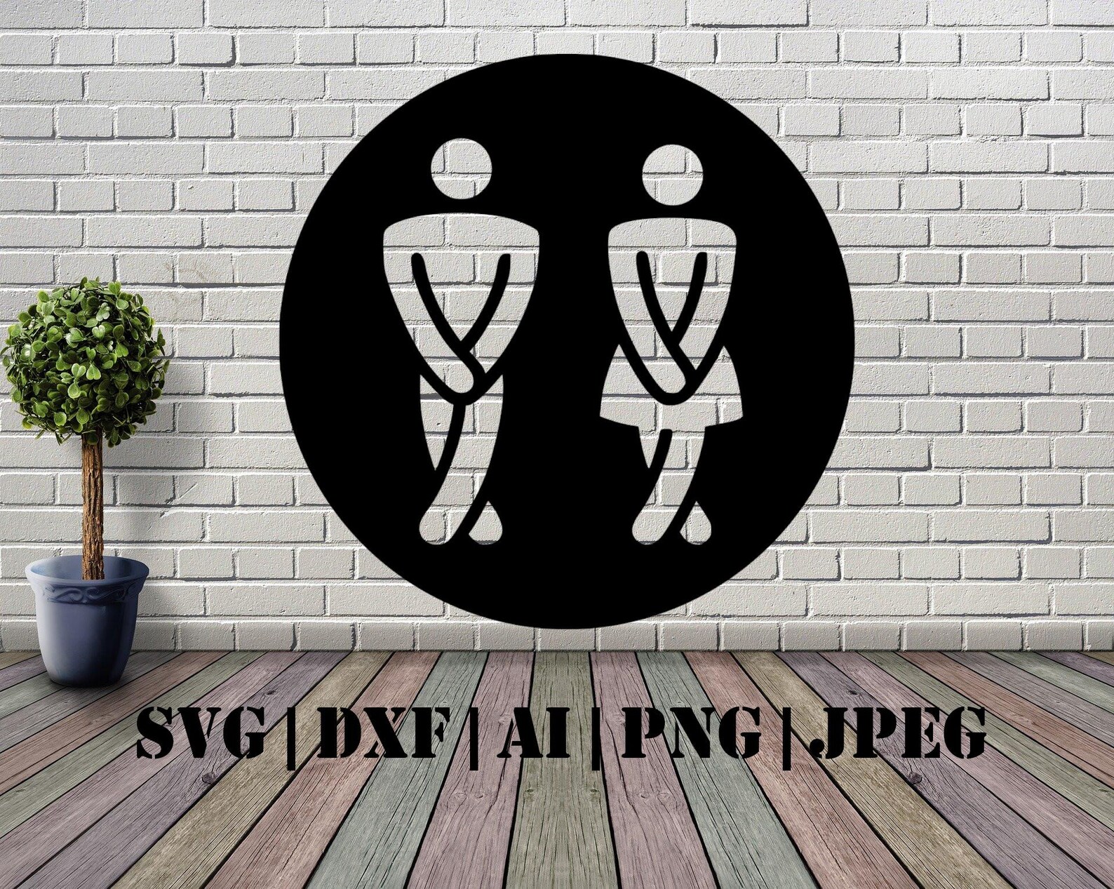 WC Restroom Sign, SVG, DXF, Ai, Dwg, Toilet, Vector File, Cnc Cricut ...