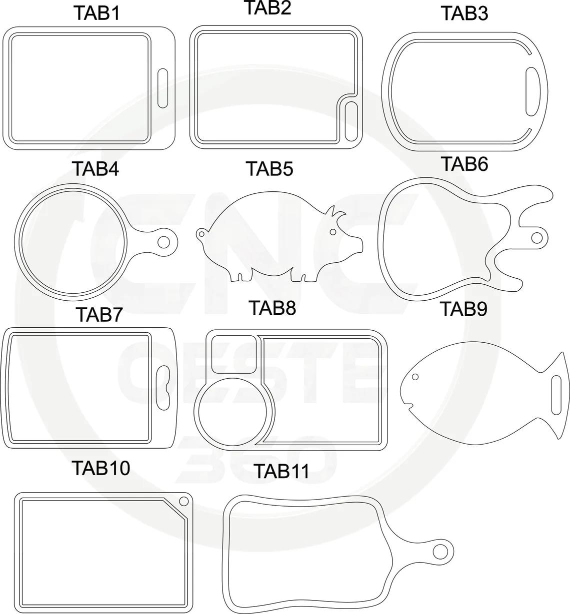 Cutting Board Shapes DXF, SVG, 22 Files for Router CNC, Laser - Etsy