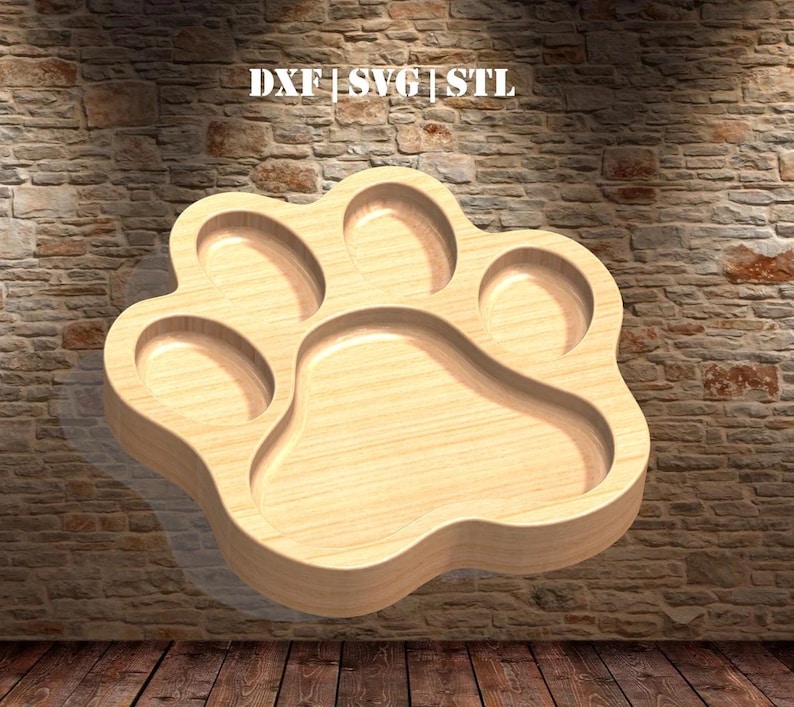 Pet Paw Tray DXF | SVG | STL Files for Cnc Router, Artcam, Vectric ...