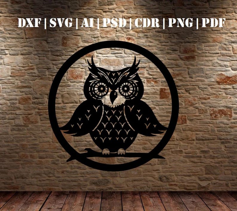 Owl File DXF, SVG, Ai, PSD, Cdr, Png, Pdf for Laser Cut, Cnc, Cricuit ...