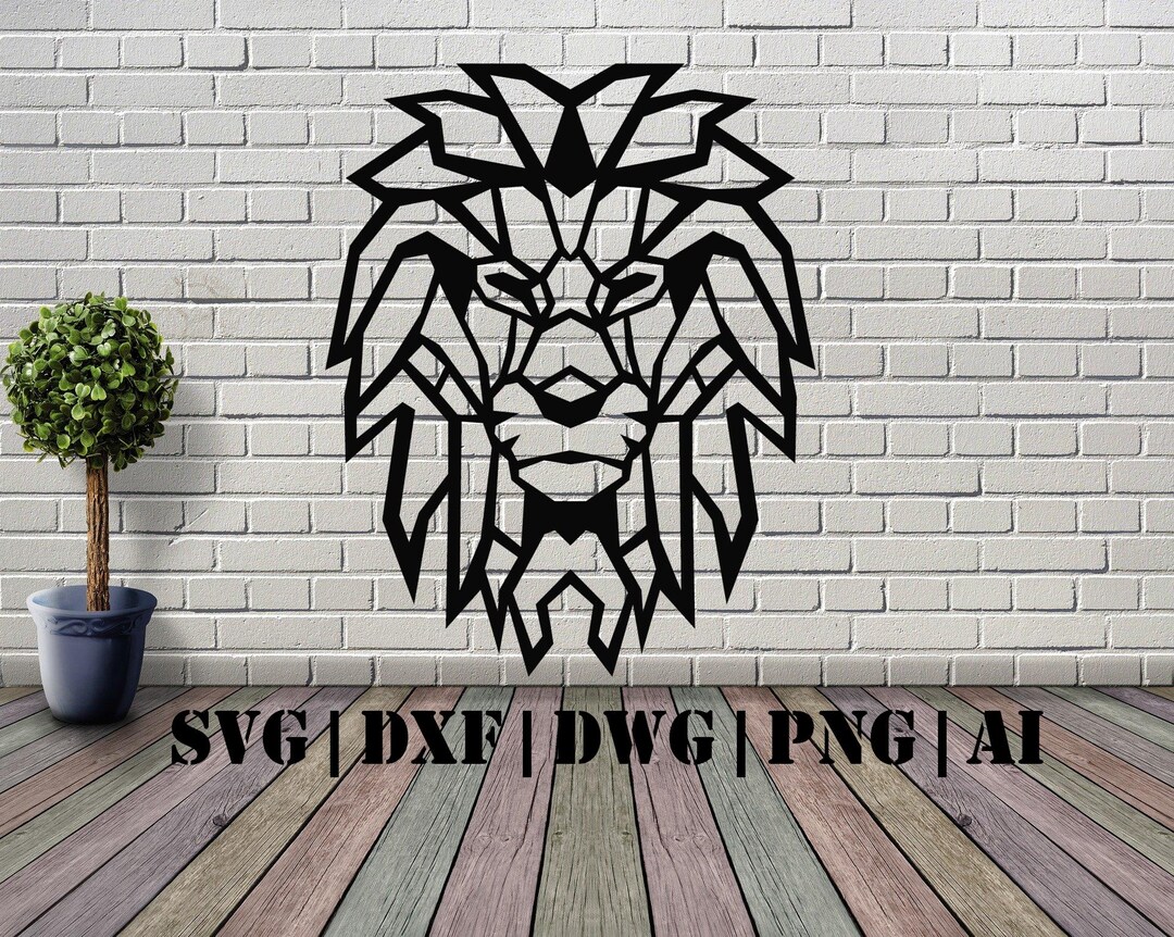 Geometric Lion Head DXF, SVG, DWG, Png, Ai for Cnc Router, Laser ...