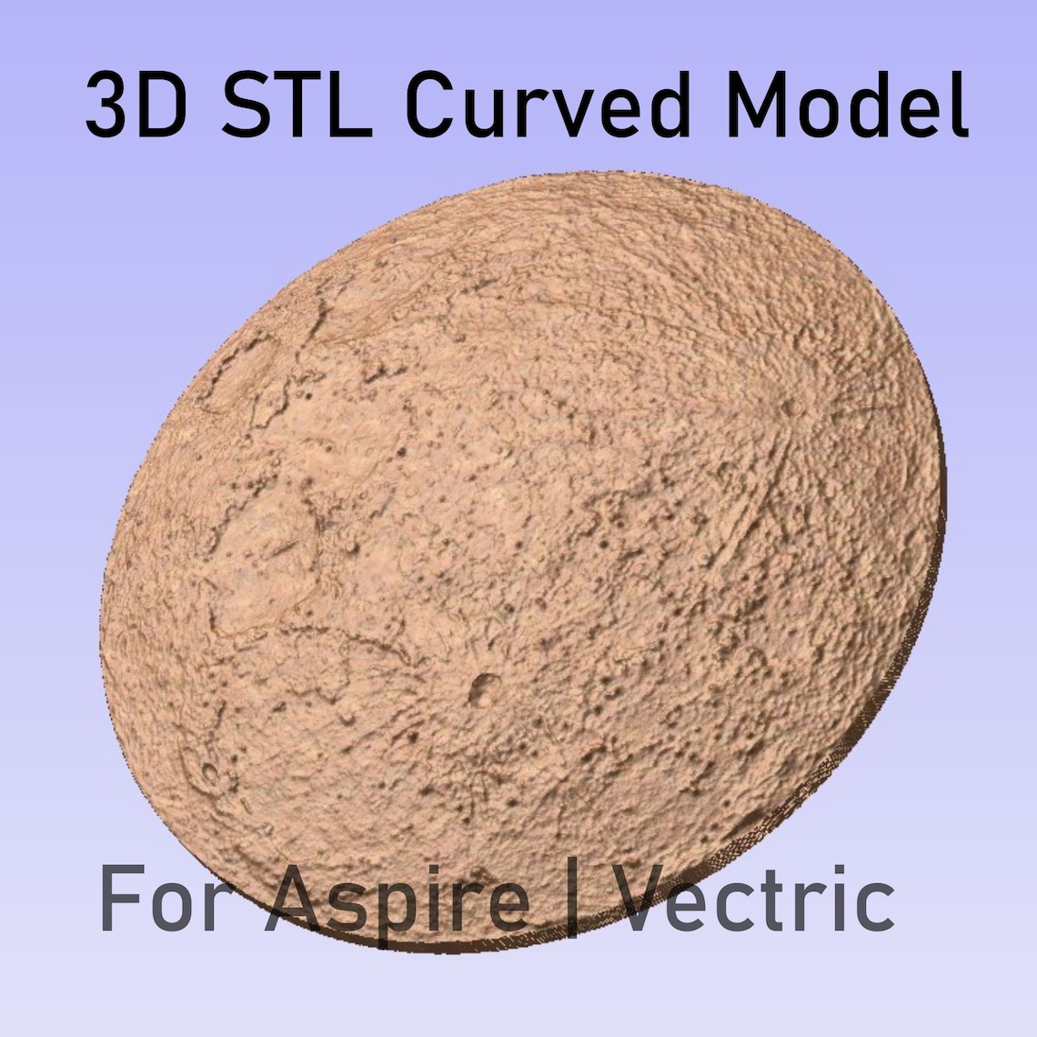 3D STL Moon Curved Model for CNC, Aspire, Vectric, Vcarve, 3D Printer ...