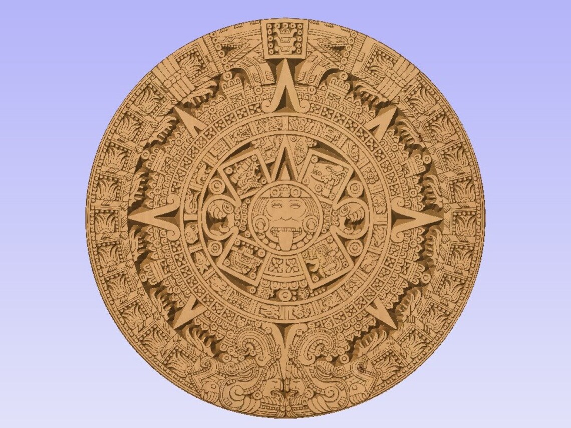 Aztec Calendar CNC File, Laser, Mayan, Wood 3d Carved, Mythological Art ...