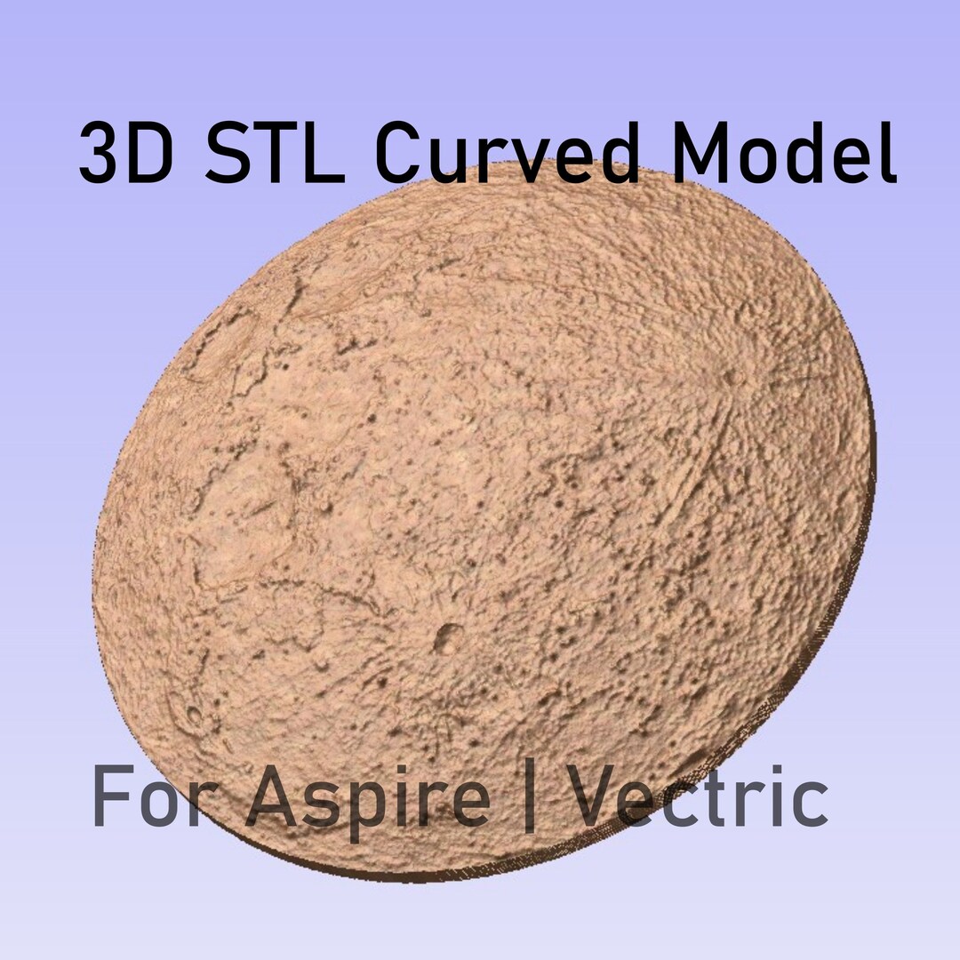 3D STL Moon Curved Model for CNC, Aspire, Vectric, Vcarve, 3D Printer ...