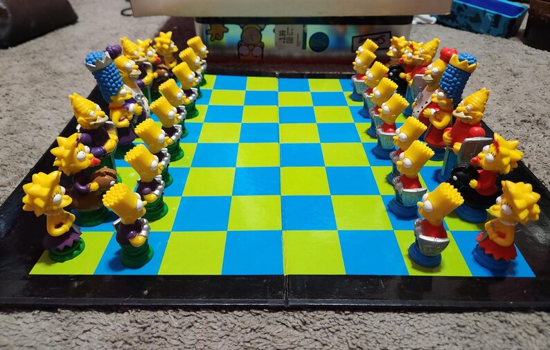 Vintage 1992 the Simpsons 3D Chess Game Set Homer Bart Marge Grampa ...