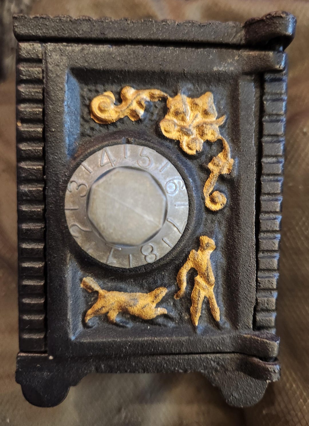 Antique Cast Iron Coin Bank Vault Safe With Combination Spinning ...