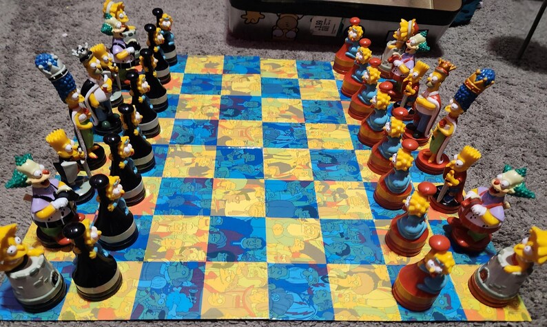 Vintage 2000 the Simpsons Chess Board Game Set Homer Bart Marge Simpson ...