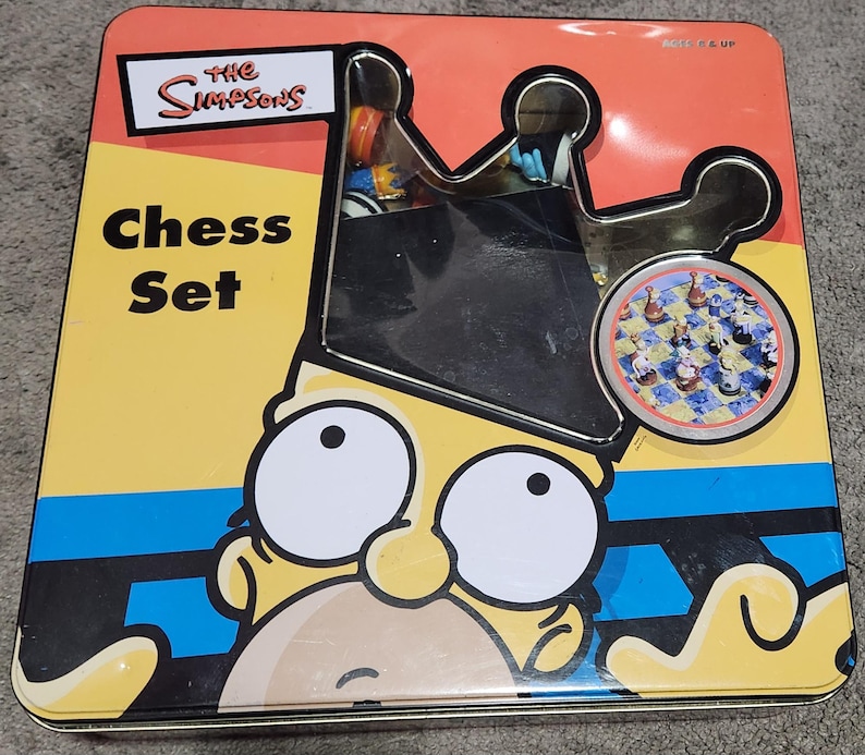 Vintage 2000 the Simpsons Chess Board Game Set Homer Bart Marge Simpson ...