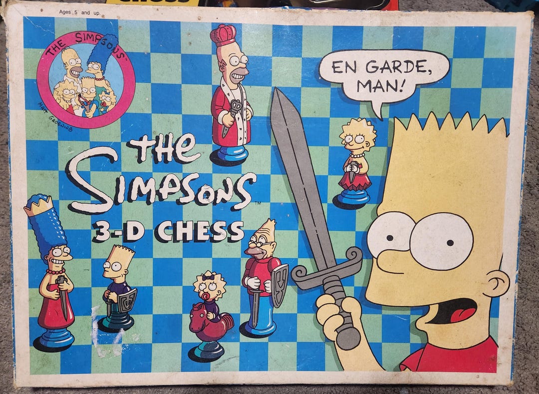 Vintage 1992 the Simpsons 3D Chess Game Set Homer Bart Marge Grampa ...