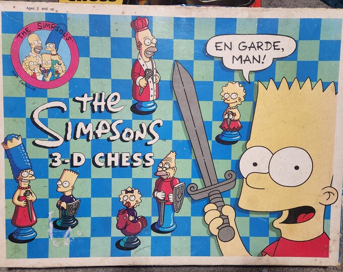 Vintage 1992 the Simpsons 3D Chess Game Set Homer Bart Marge Grampa ...