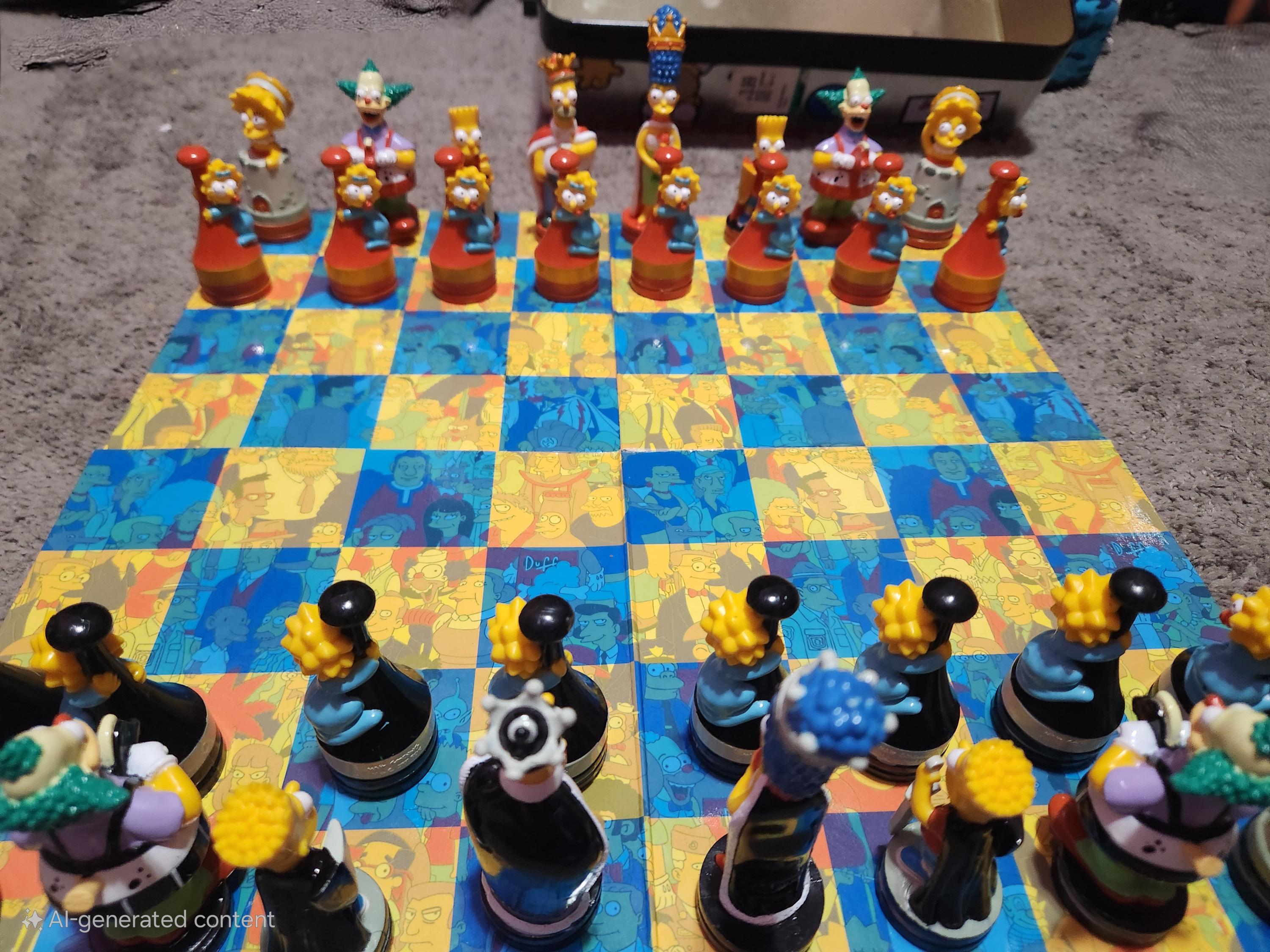 Vintage 2000 the Simpsons Chess Board Game Set Homer Bart Marge Simpson ...