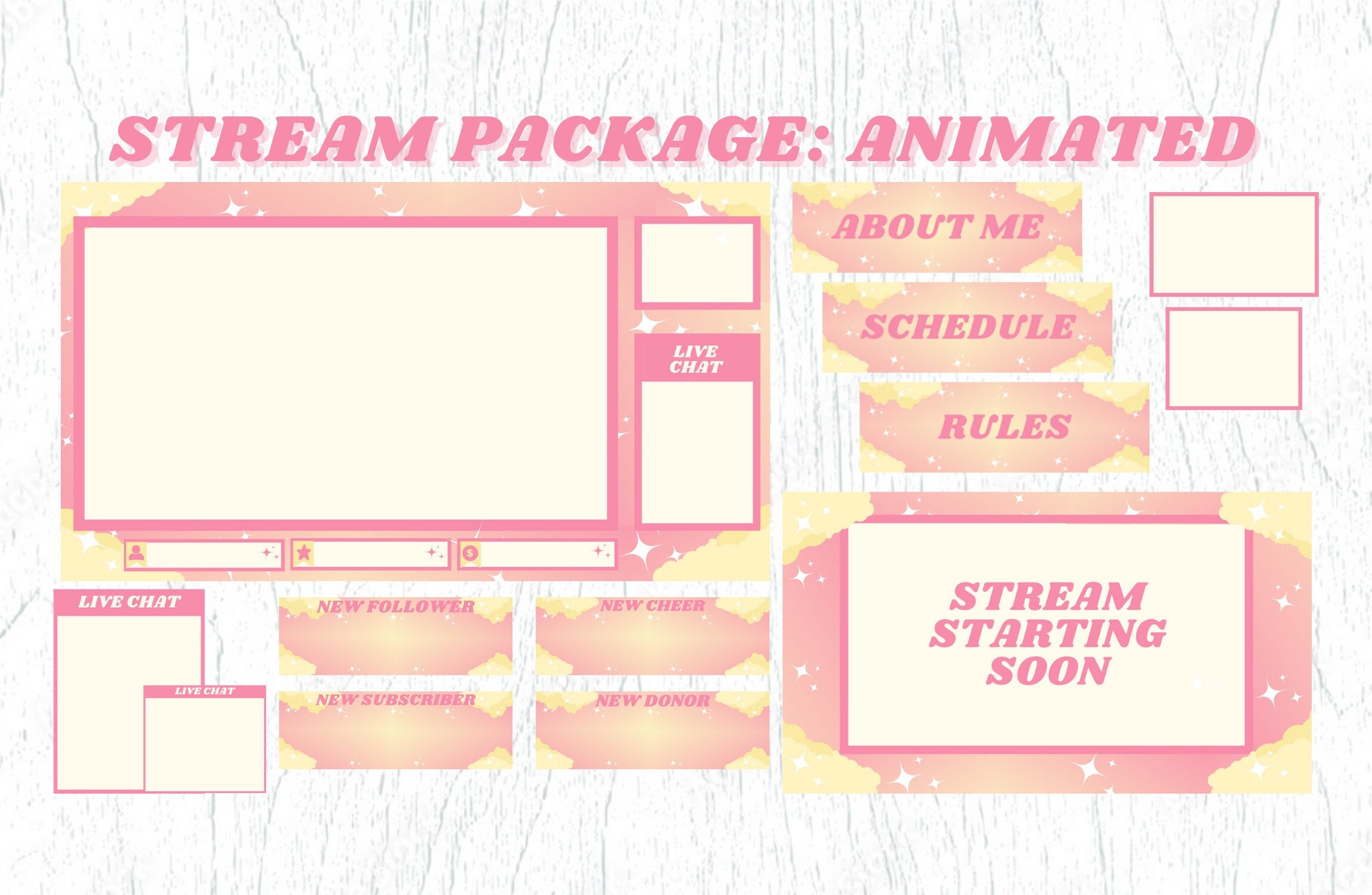 Celestial Clouds Animated Stream Overlay Package for Twitch - Etsy