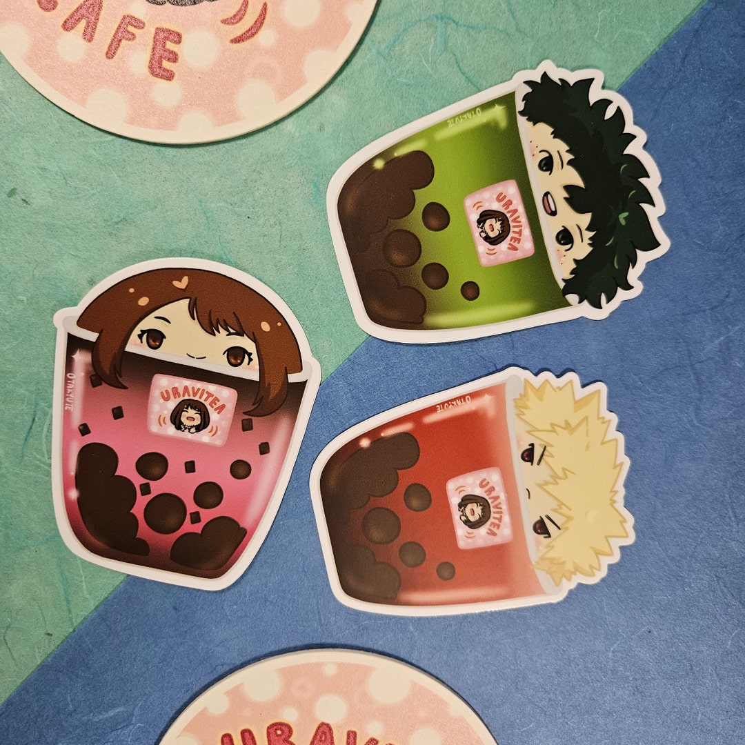 MHA Cute 3" Bubble Tea Matte Vinyl Sticker - Deku Midoriya Bakugo ...