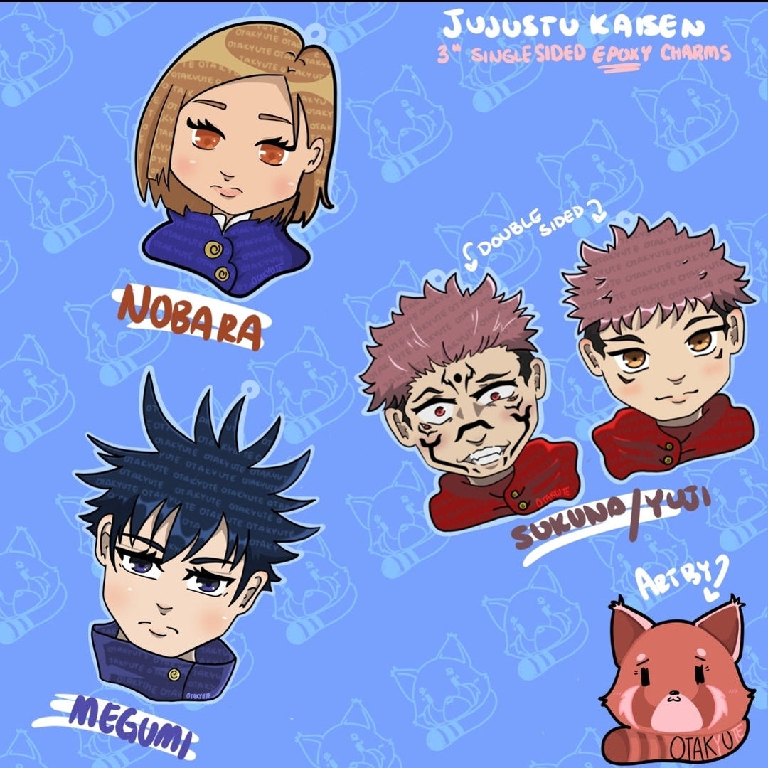 Cute Chibi Jujutsu Kaisen Anime Epoxy Acrylic Keychains Cute Anime ...