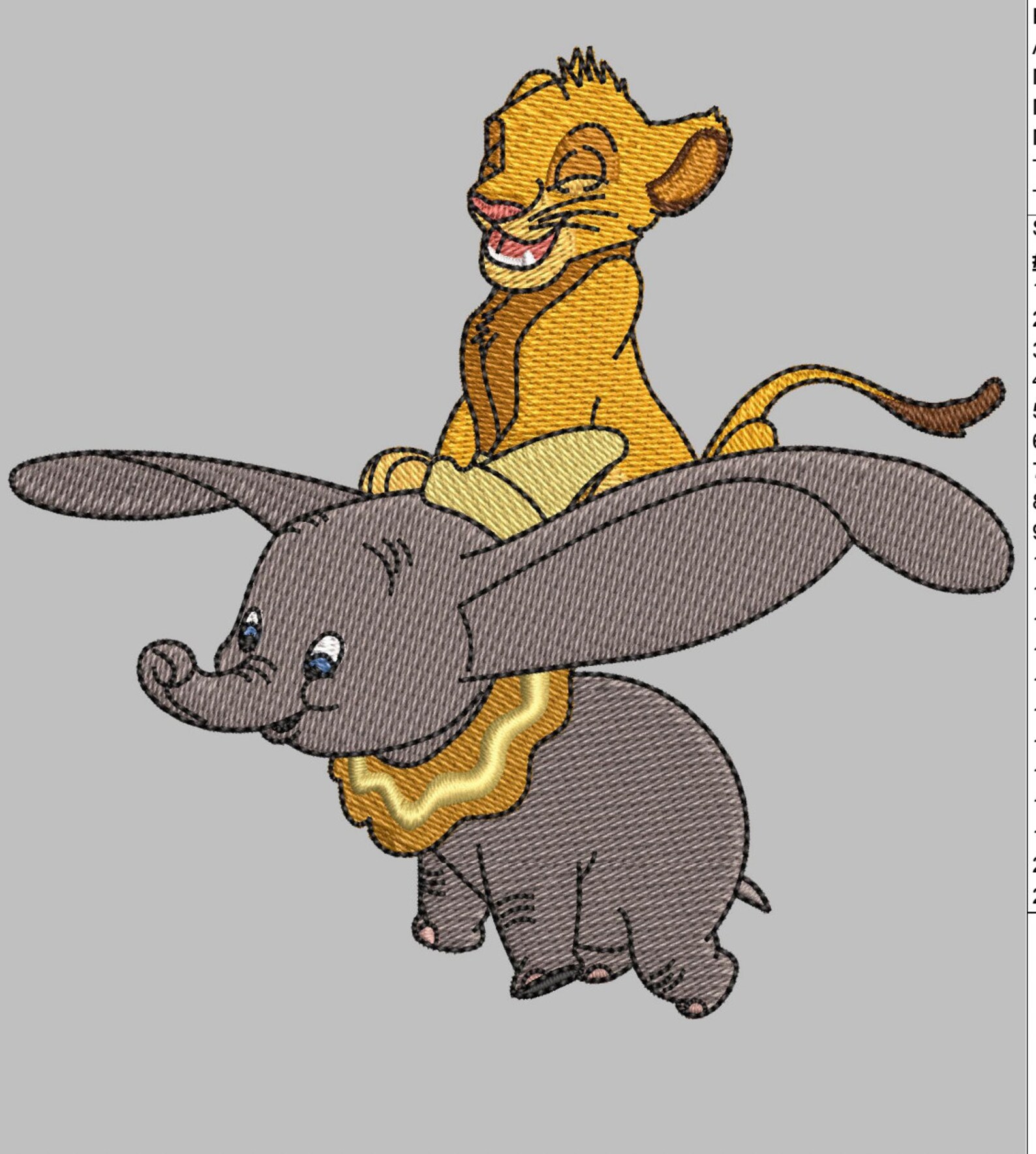 Dumbo and Simba Machine Design Dumbo and Simba Embroidery - Etsy