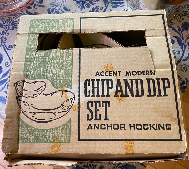 Vintage Anchor Hocking Chip and Dip Glass Set - Etsy