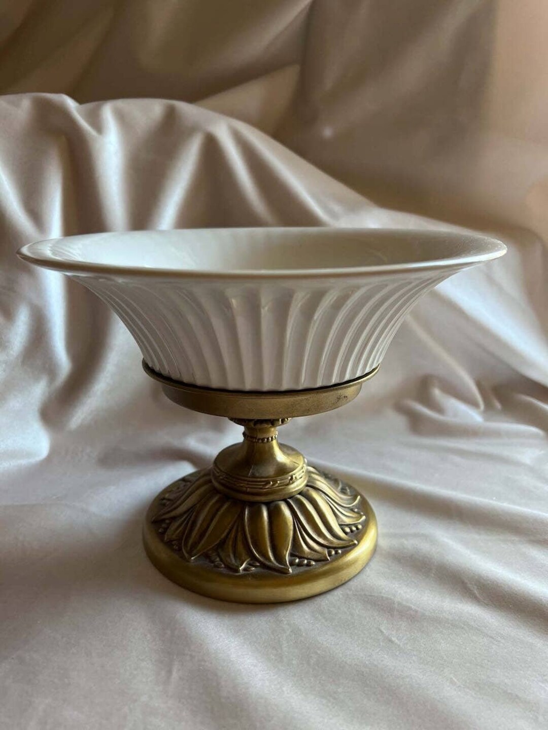 Hyalyn White Ceramic Compote and Stand - Etsy