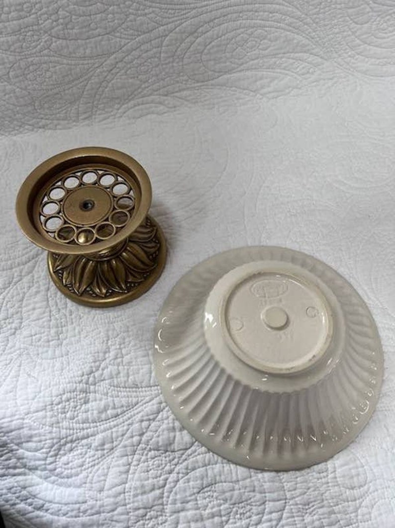 Hyalyn White Ceramic Compote and Stand - Etsy
