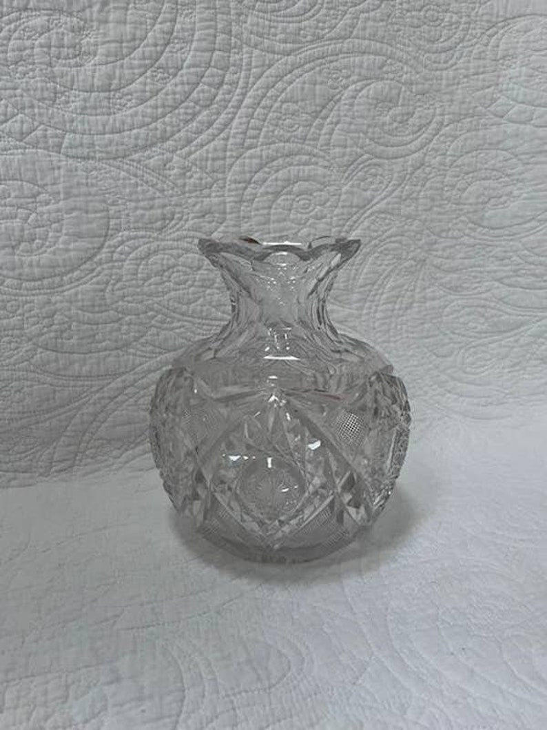Vintage Cut Crystal Vase From Mid 1900s - Etsy