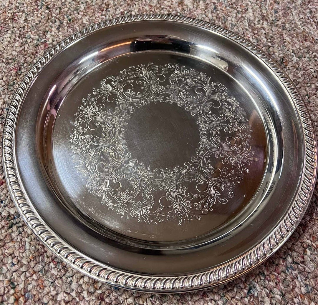 Round Silver Tray - Etsy