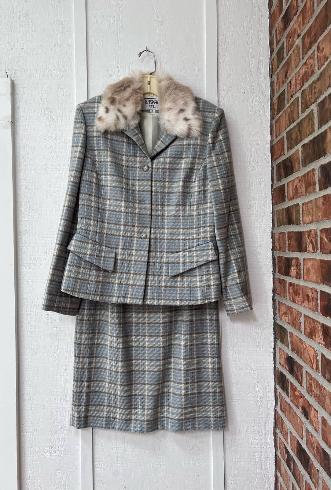 1980s Vintage Kasper ASL Wool Suit With Fur Trim - Etsy