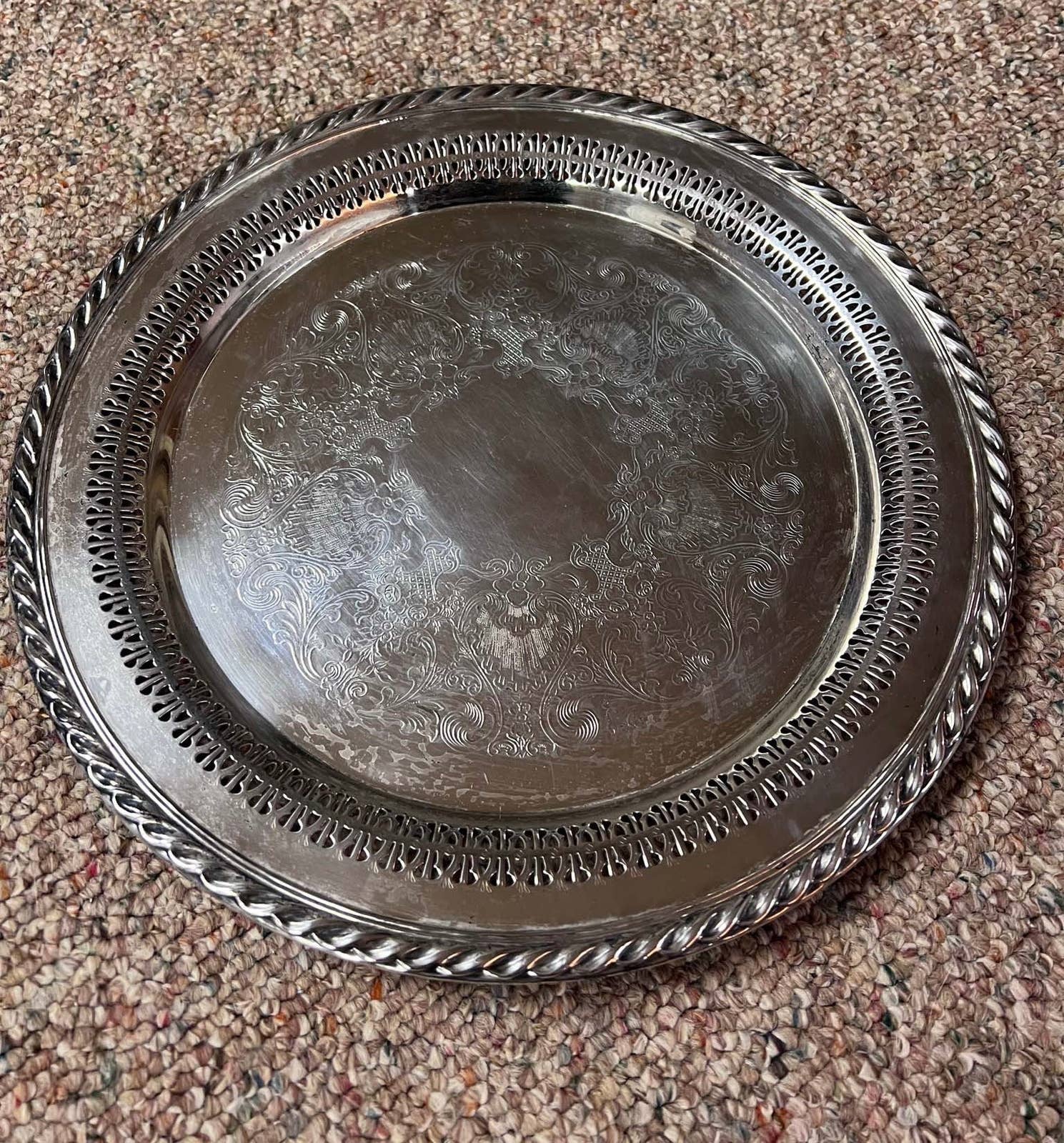 Wm Rogers Round Silver Tray - Etsy