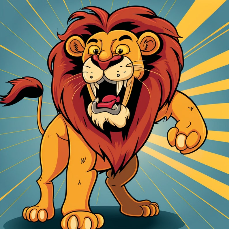 Comic Lion Digital File JPG - Etsy