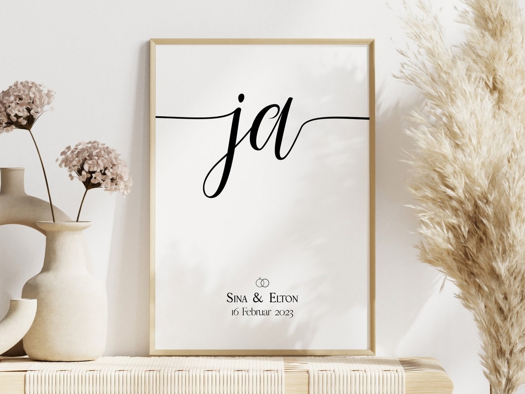 Yes Wedding Poster Names Date Personalized Wedding Gift Love Valentines ...