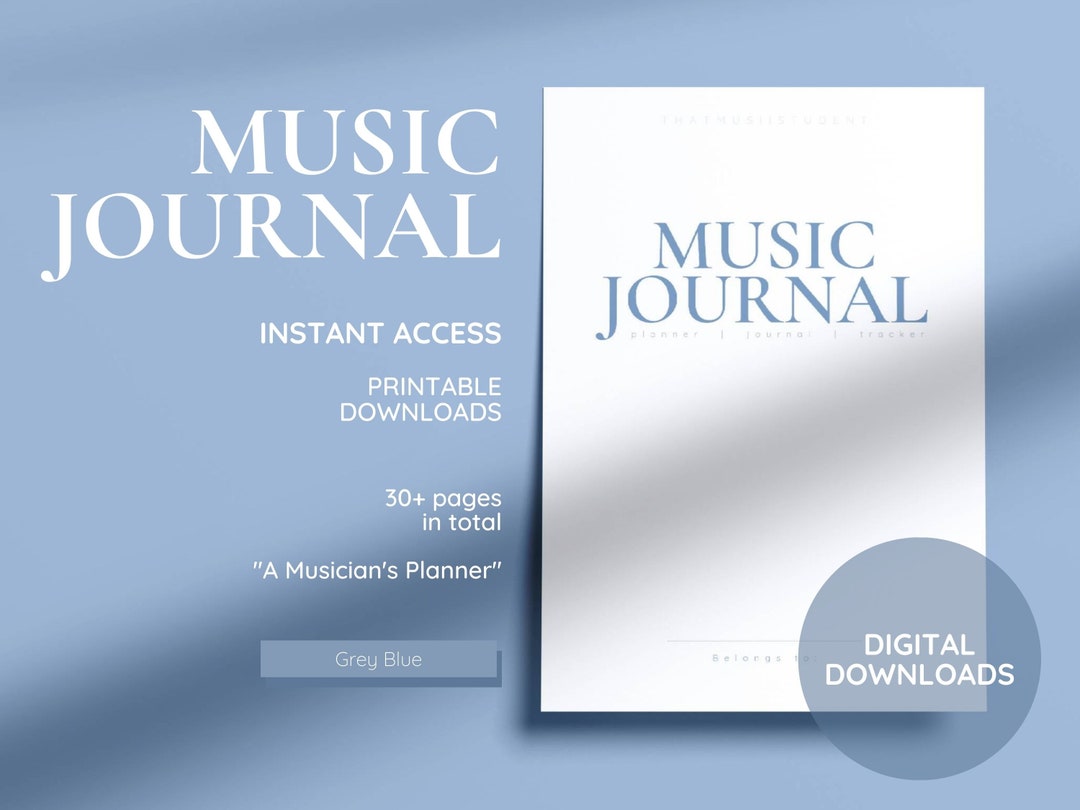Digital Printable Music Journal (BLUE), Musician Practice Planner ...