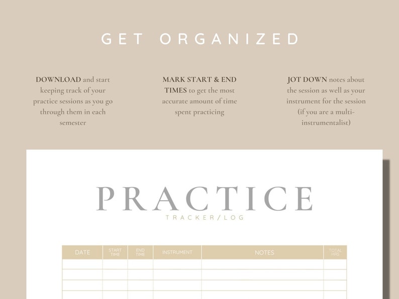 Music Practice Log Sheet, Practice Tracker, Musician Journal, Practice ...