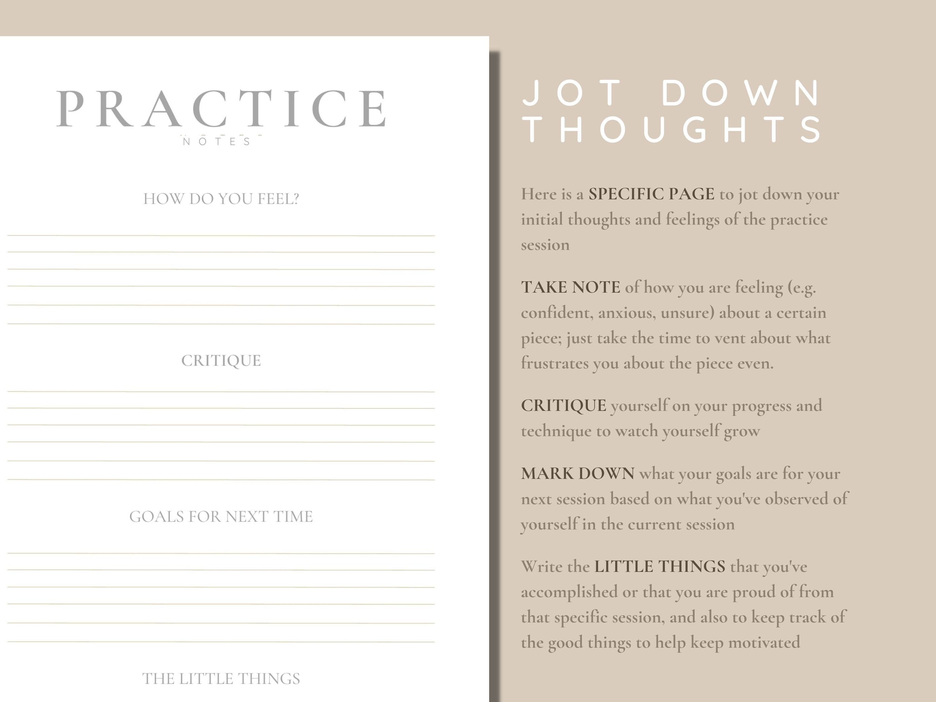 Music Practice Log Sheet, Practice Tracker, Musician Journal, Practice ...