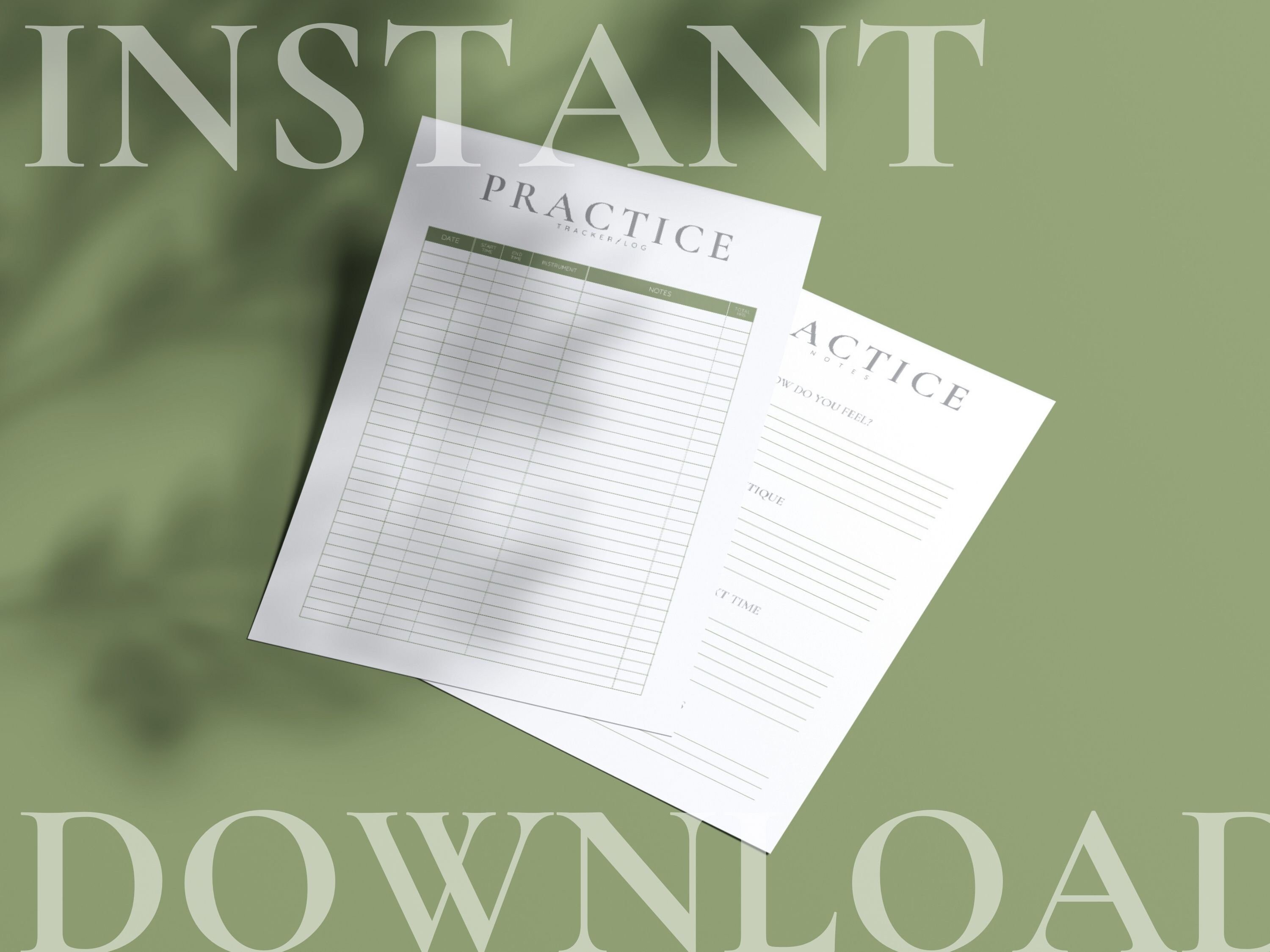 Music Practice Log Sheet, Practice Tracker, Musician Journal, Practice ...