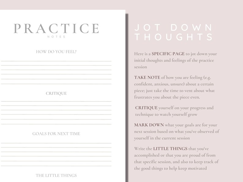 Music Practice Log Sheet Practice Tracker Musician Journal - Etsy