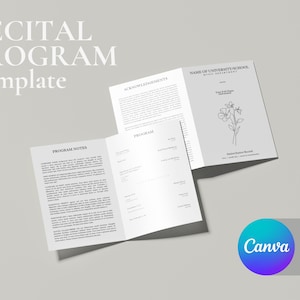 US Letter | Recital Program Template Simple Design | Piano, Editable ...