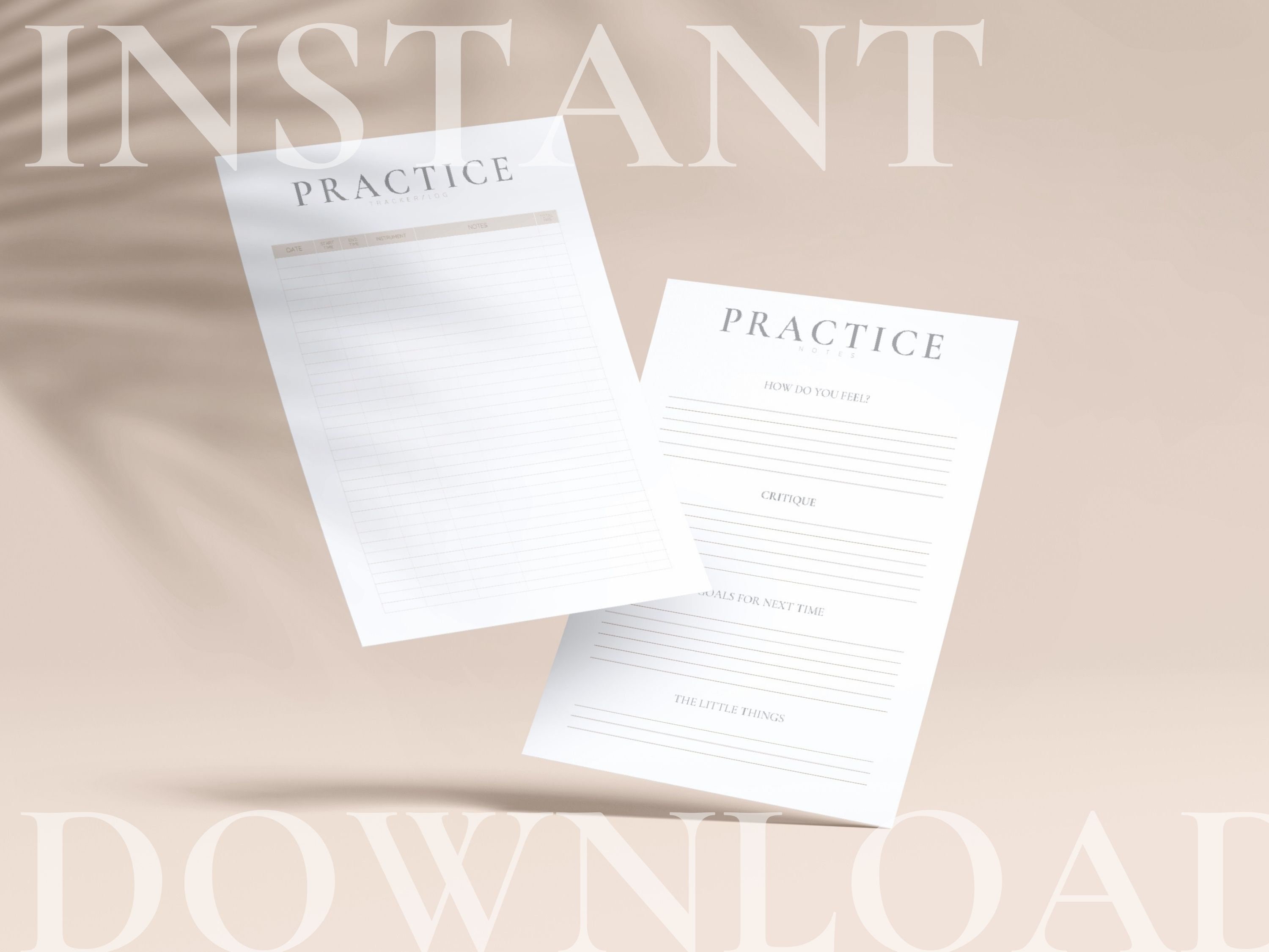 Music Practice Log Sheet, Practice Tracker, Musician Journal, Practice ...