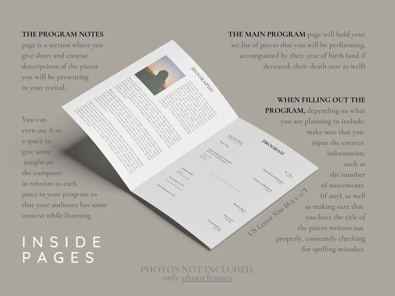 Solo Recital Program Template, Canva Design, Editable Printable Program ...