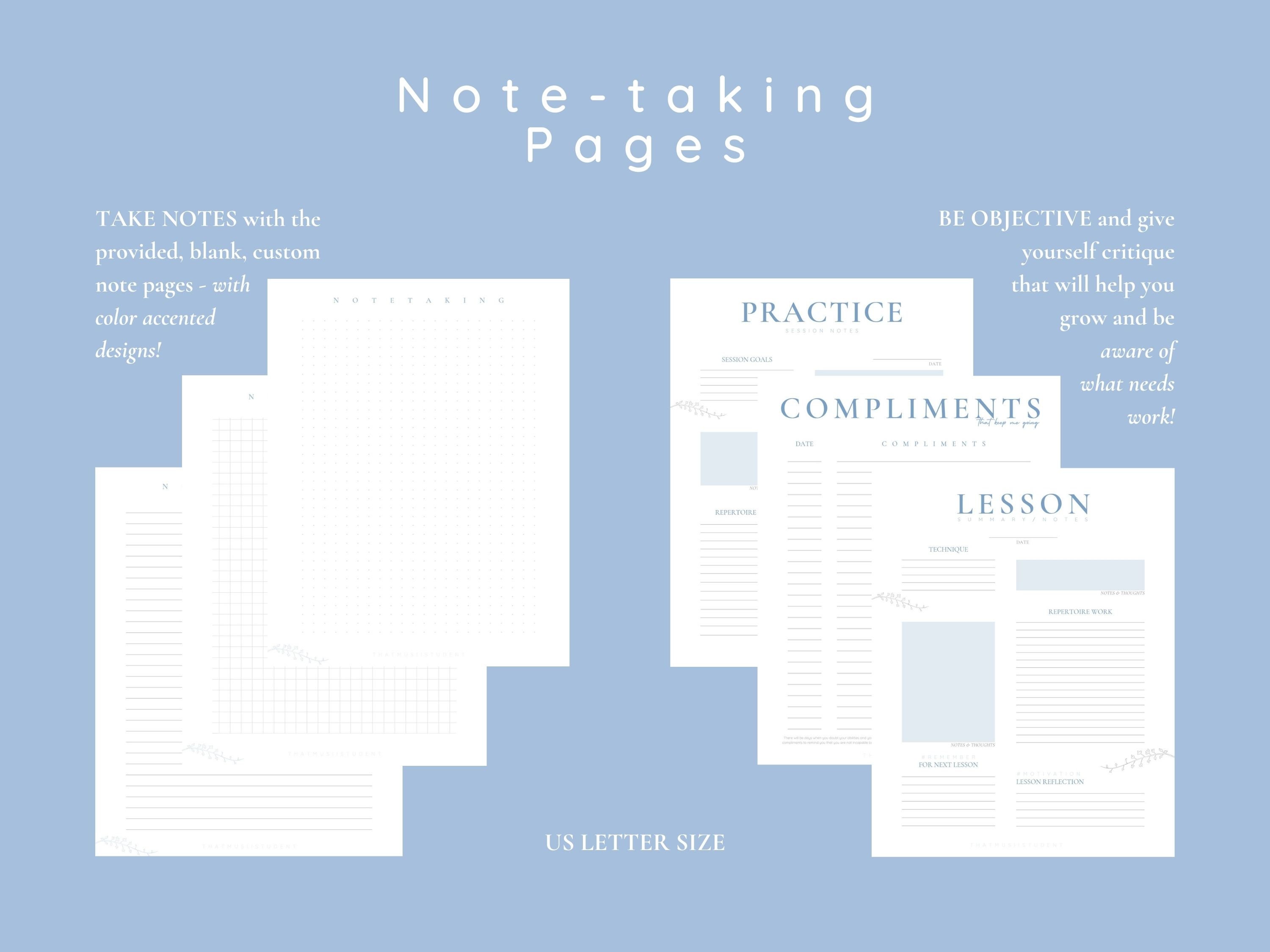 Digital Printable Music Journal (BLUE), Musician Practice Planner ...