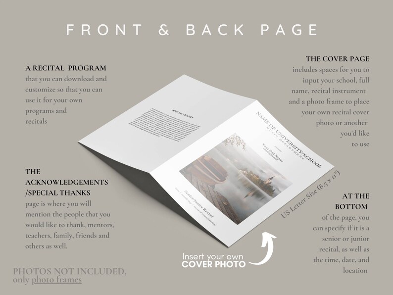 Solo Recital Program Template, Canva Design, Editable Printable Program ...