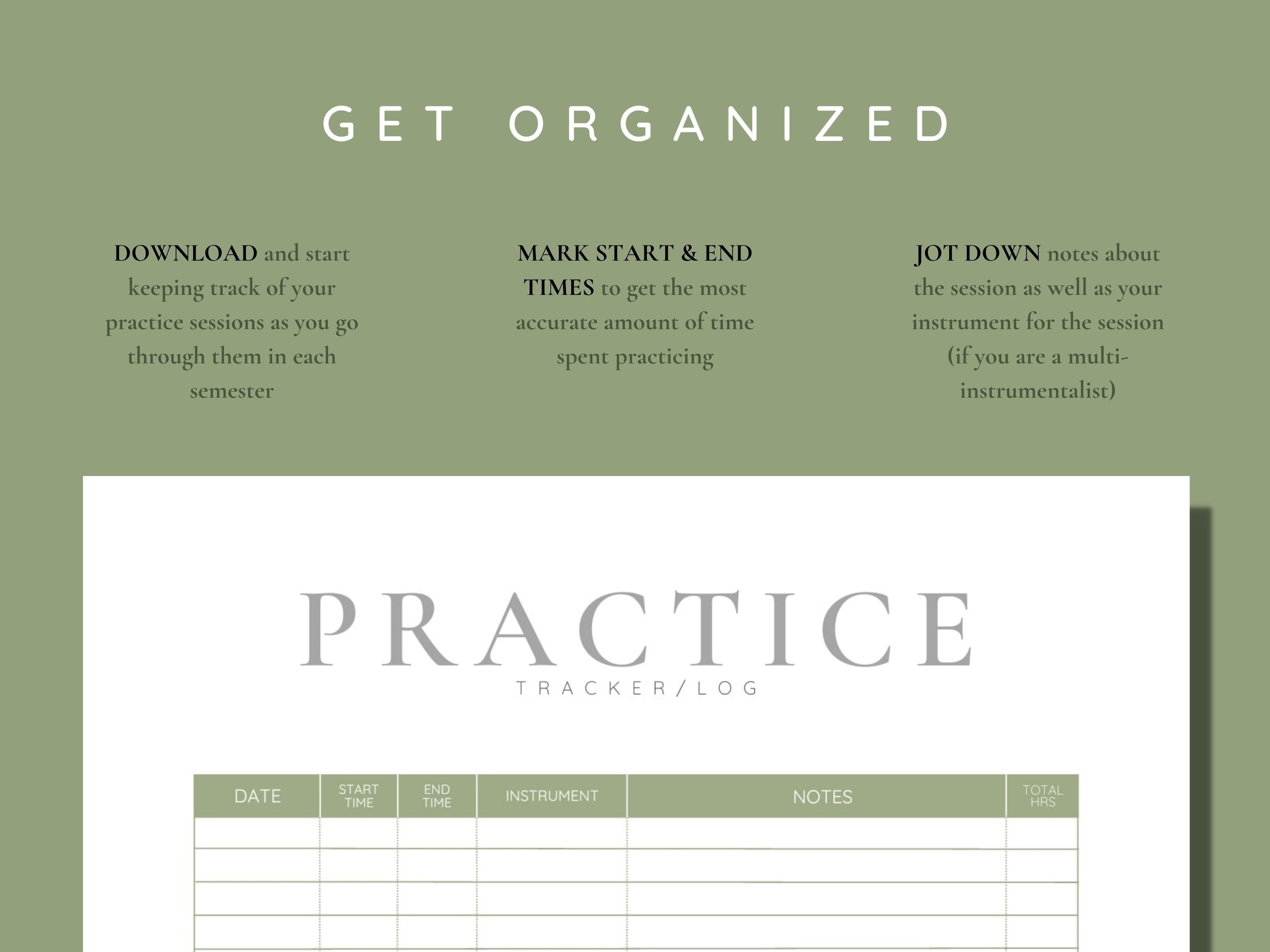 Music Practice Log & Notes, Musician Journal (PDF) - Etsy