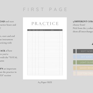 Printable Music Practice Log BUNDLE, Hours Tracker, Musician Practice ...