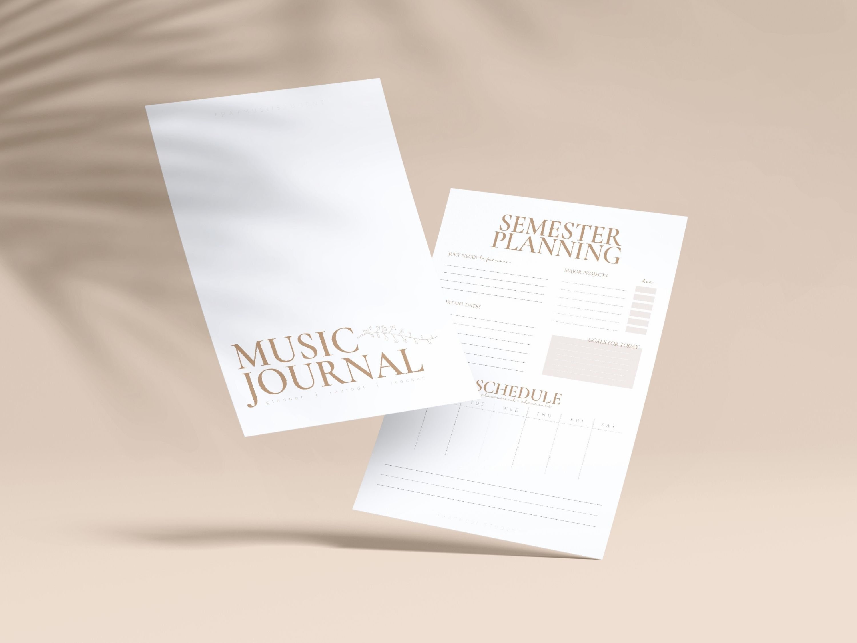 Digital Printable Music Journal (BEIGE), Musician Practice Planner ...