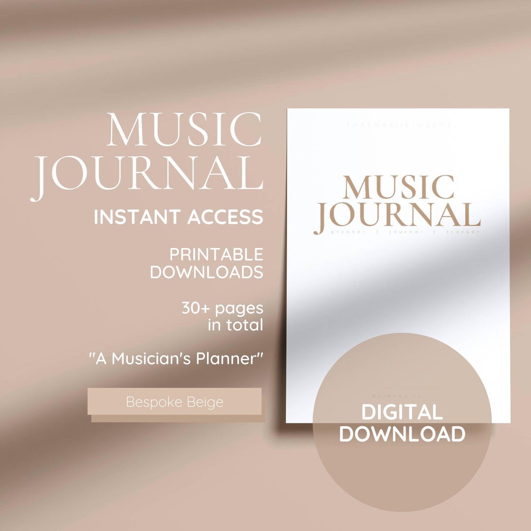 Digital Printable Music Journal (BEIGE), Musician Practice Planner ...